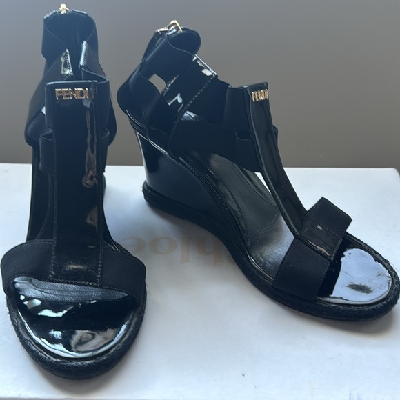 Fendi | Shoes | Fendi Black Patent Leather And Elastic Tstrap ...